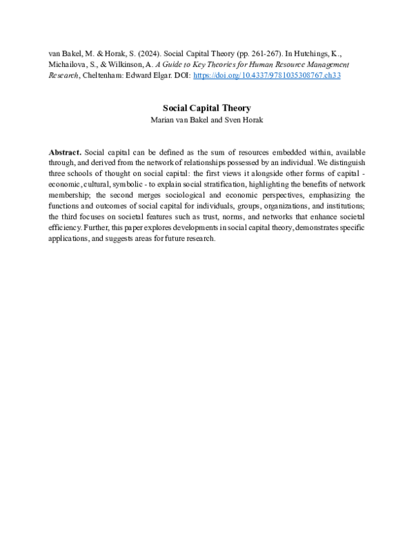 (PDF) Social Capital Theory