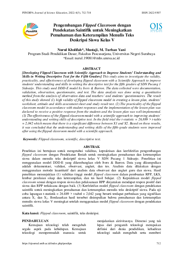 (PDF) Pengembangan Flipped Classroom dengan Pendekatan Saintifik untuk ...