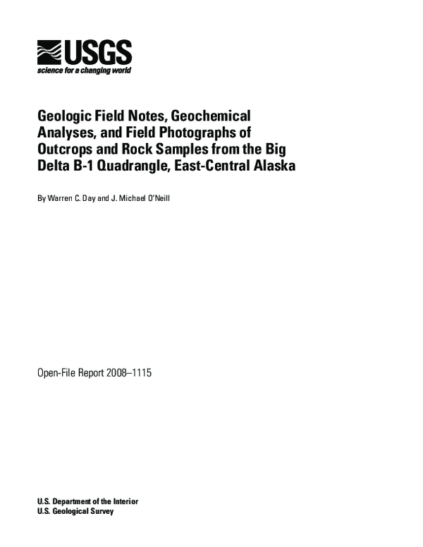 (PDF) Geologic Field Notes, Geochemical Analyses, and Field Photographs ...