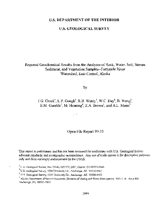 (PDF) Regional geochemical results from the analyses of rock, water ...