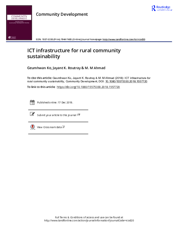 (PDF) ICT infrastructure for rural community sustainability