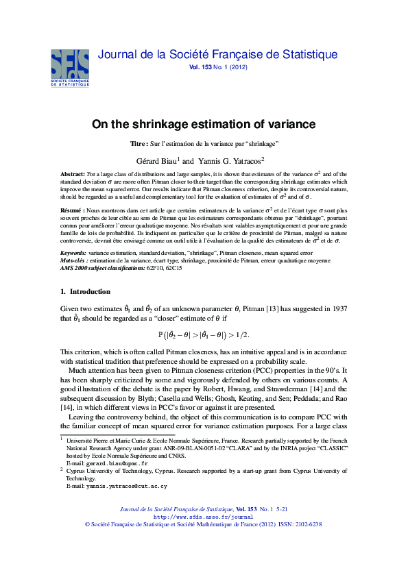 (PDF) On the shrinkage estimation of variance