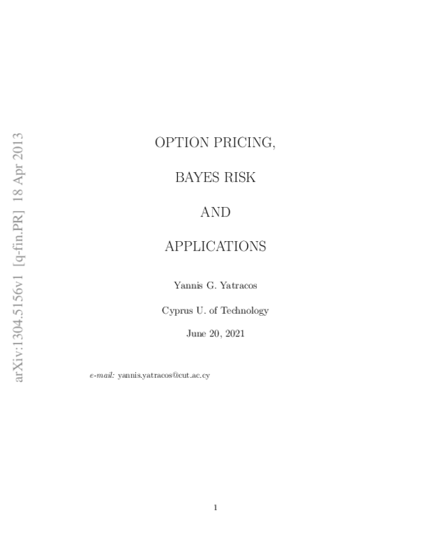 (PDF) Bayes Risk and Applications
