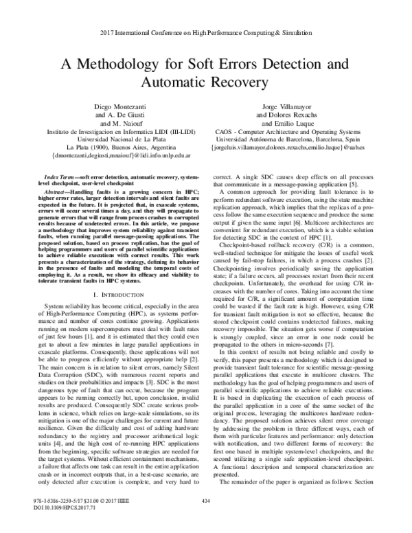 (PDF) A Methodology for Soft Errors Detection and Automatic Recovery