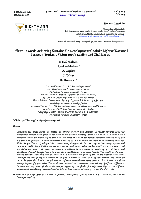 (PDF) Efforts Towards Achieving Sustainable Development Goals in Light ...