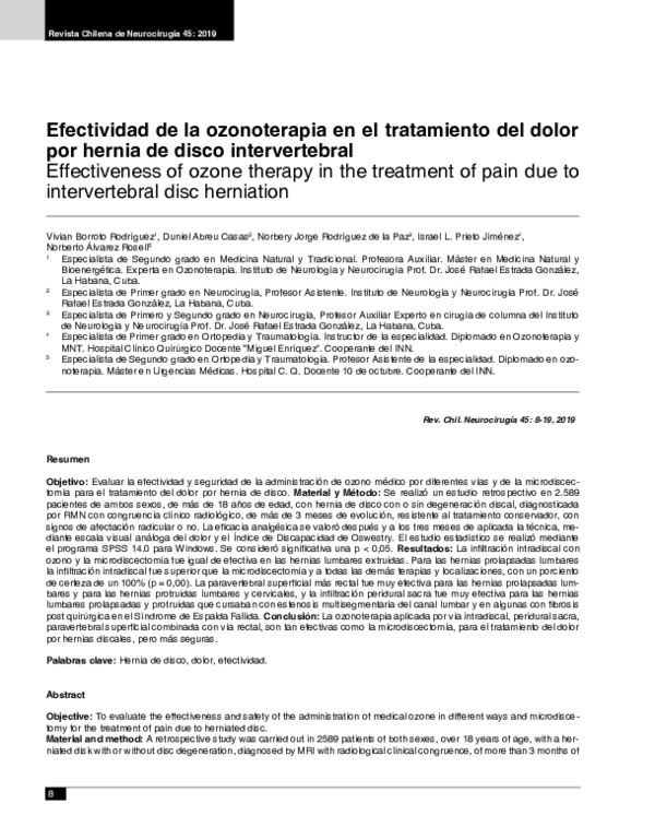 (PDF) Efectividad de la ozonoterapia en el tratamiento del dolor por hernia de disco ...