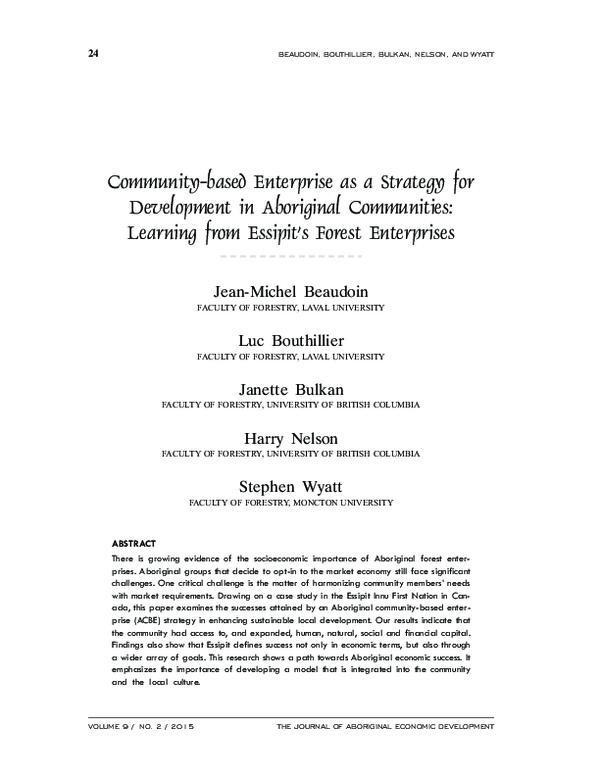 (PDF) Community-based Enterprise as a Strategy for Development in ...