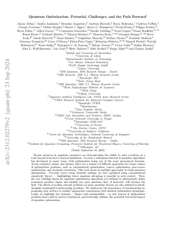 (PDF) Quantum Optimization: Potential, Challenges, and the Path Forward