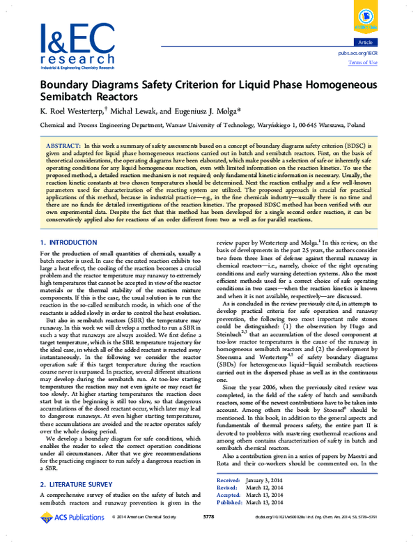 (PDF) Boundary Diagrams Safety Criterion for Liquid Phase Homogeneous ...