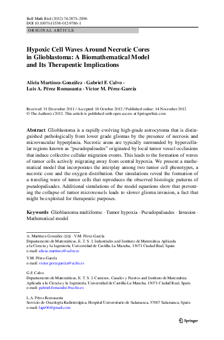(PDF) Hypoxic Cell Waves Around Necrotic Cores in Glioblastoma: A ...
