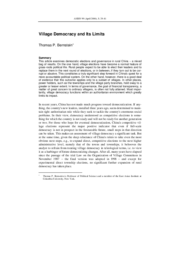 (PDF) Village Democracy and Its Limits