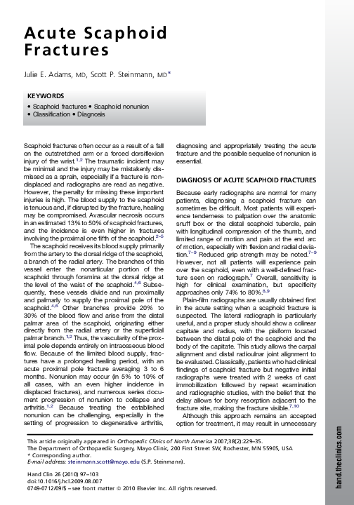 (PDF) Acute Scaphoid Fractures