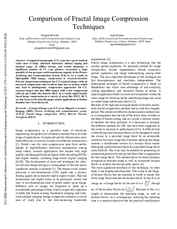 (PDF) Comparison of Fractal Image Compression Techniques