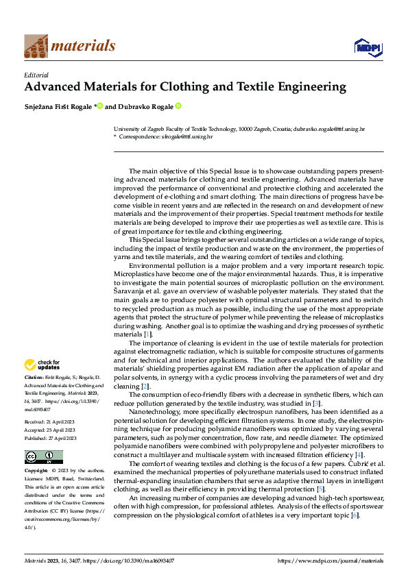 (PDF) Advanced Materials for Clothing and Textile Engineering