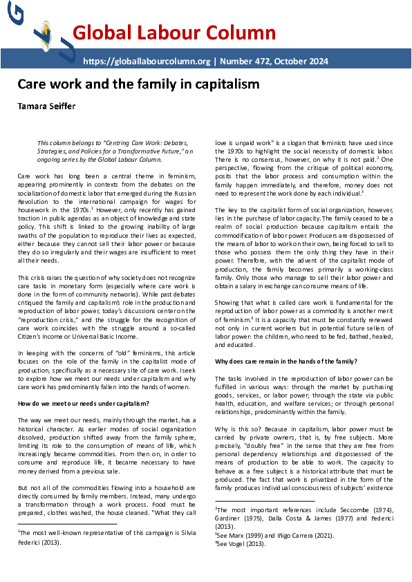 (PDF) Care Work and the Family in Capitalism