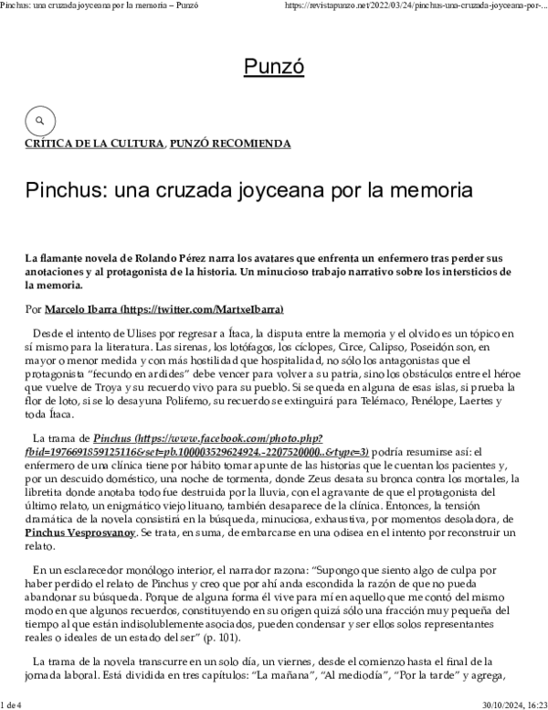 (PDF) Pinchus: una cruzada joyceana por la memoria