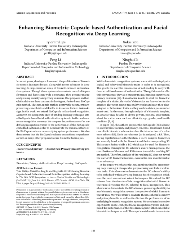 (PDF) Enhancing Biometric-Capsule-based Authentication and Facial Recognition via Deep Learning