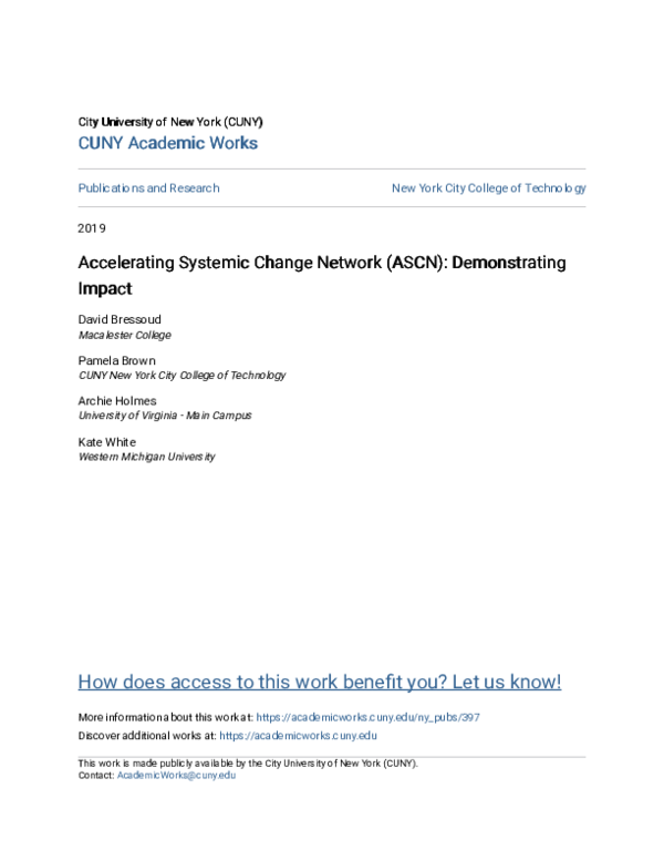 (PDF) Accelerating Systemic Change Network (ASCN): Demonstrating Impact