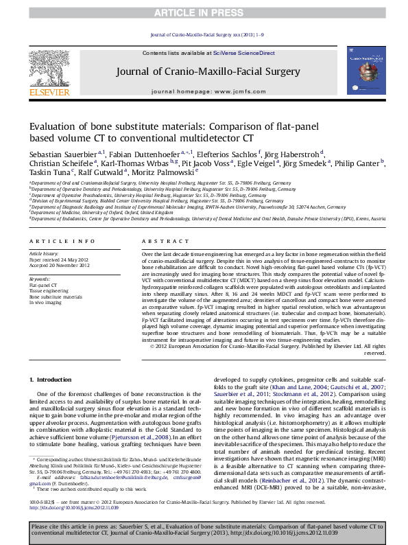 (PDF) Evaluation of bone substitute materials: Comparison of flat-panel ...
