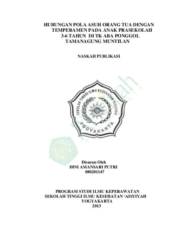 (PDF) Hubungan Pola Asuh Orang Tua dengan Tempramen pada Anak Prasekolah 3-6 Tahun di TK ABA ...