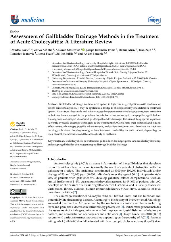 (PDF) Assessment of Gallbladder Drainage Methods in the Treatment of ...