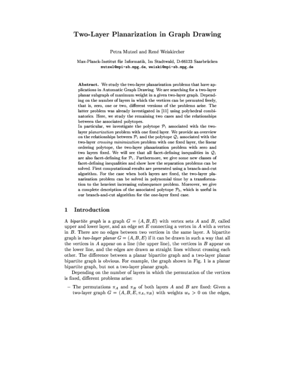 (PDF) Two-Layer Planarization in Graph Drawing
