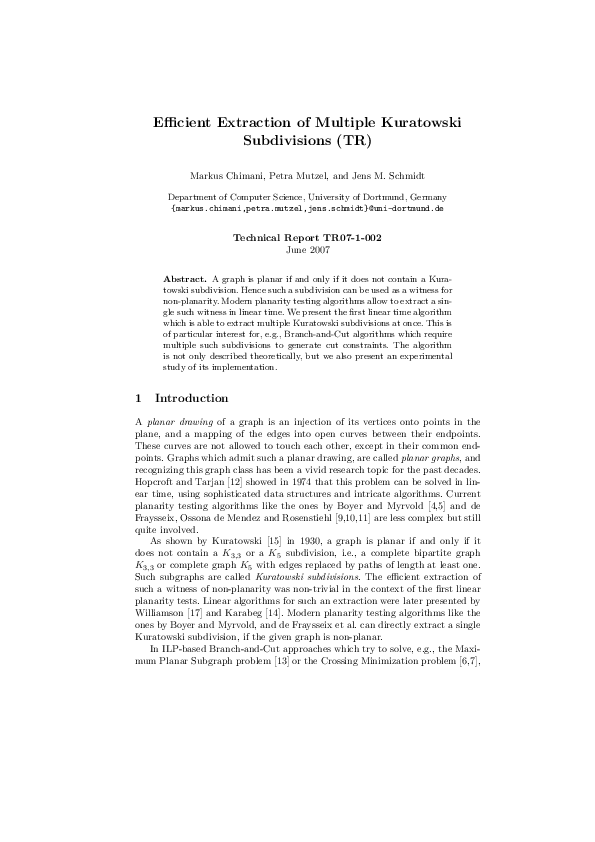 (PDF) Efficient Extraction of Multiple Kuratowski Subdivisions