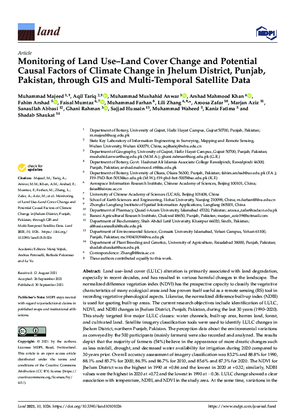 (PDF) Monitoring of Land Use–Land Cover Change and Potential Causal Factors of Climate Change in ...