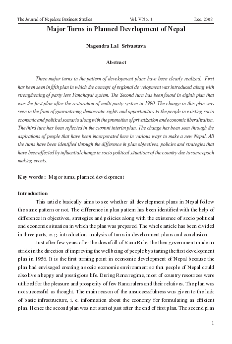 (PDF) Major Turns in Planned Development of Nepal