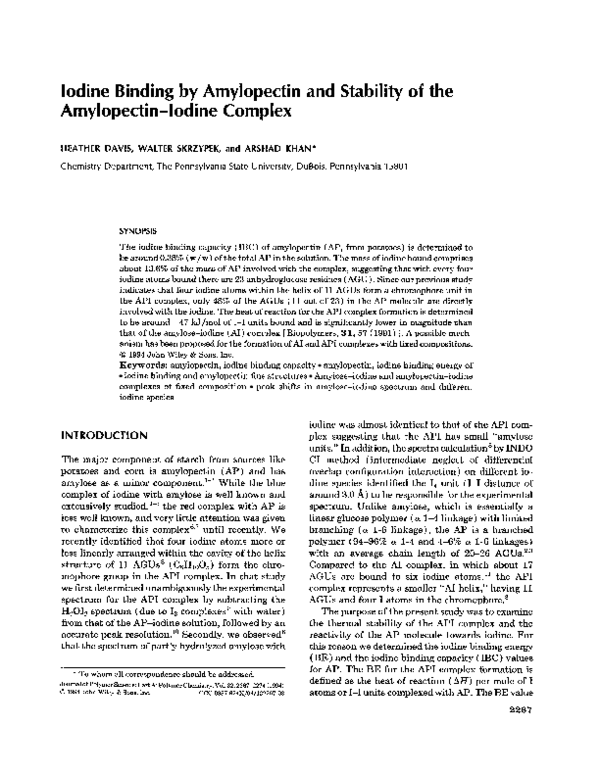 (PDF) Iodine binding by amylopectin and stability of the amylopectin ...