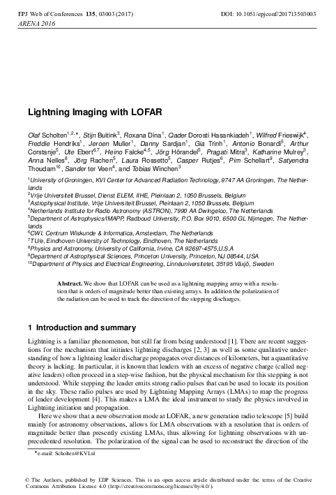 (PDF) Lightning Imaging with LOFAR | Laura Rossetto - Academia.edu