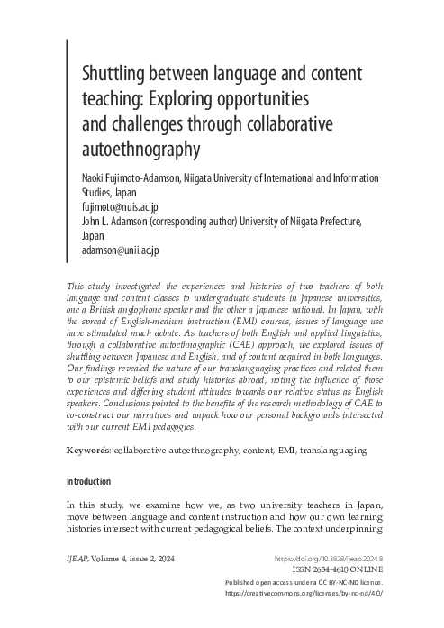 (PDF) Shuttling between language and content teaching: Exploring ...
