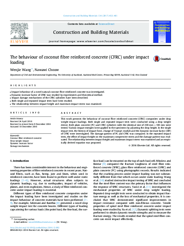(PDF) The behaviour of coconut fibre reinforced concrete (CFRC) under ...