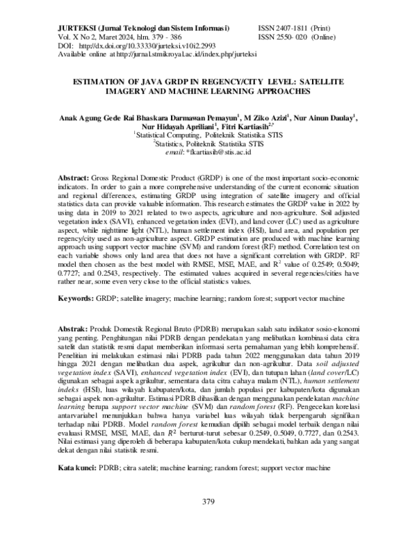 (PDF) Estimation of Java GRDP in Regency/City Level: Satellite Imagery and Machine Learning ...