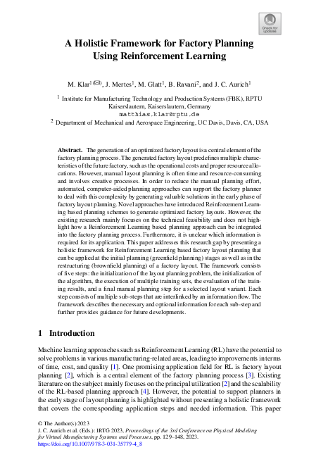 (PDF) A Holistic Framework for Factory Planning Using Reinforcement Learning