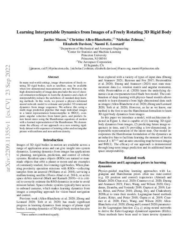 (PDF) Learning to predict 3D rotational dynamics from images of a rigid body with unknown mass ...