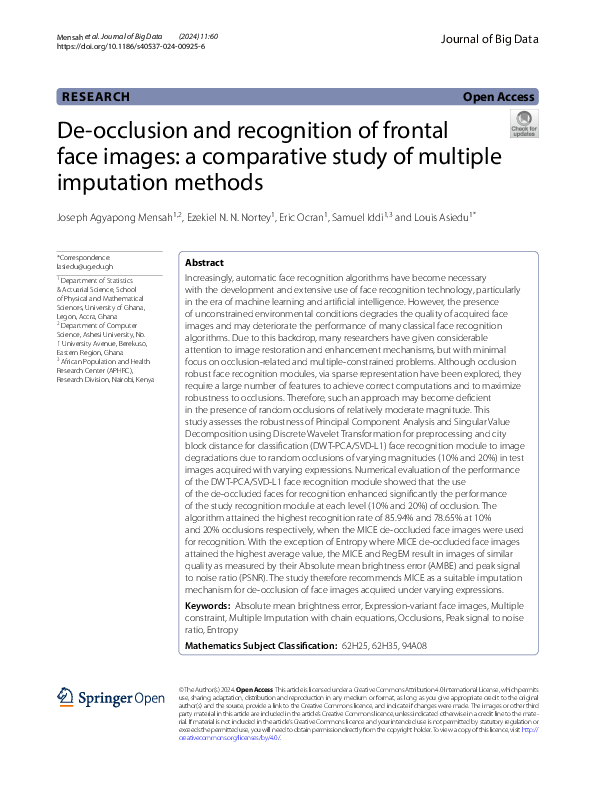 (PDF) De-occlusion and recognition of frontal face images: a comparative study of multiple ...