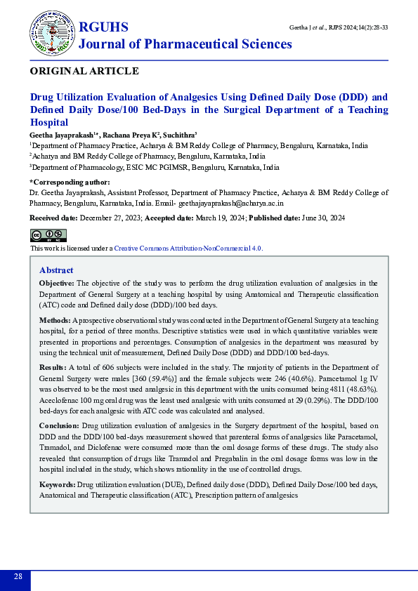 (PDF) Drug Utilization Evaluation of Analgesics Using Defined Daily ...