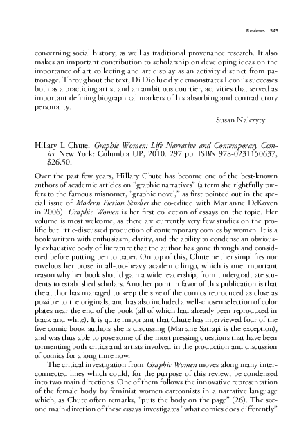 (PDF) A Review of Hillary Chute's Graphic Women: Life Narrative and ...