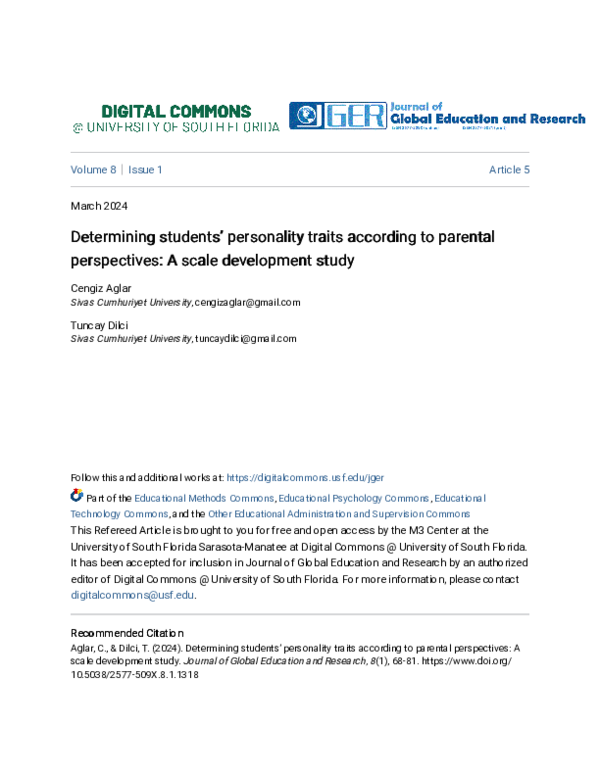 (PDF) Determining students’ personality traits according to parental ...