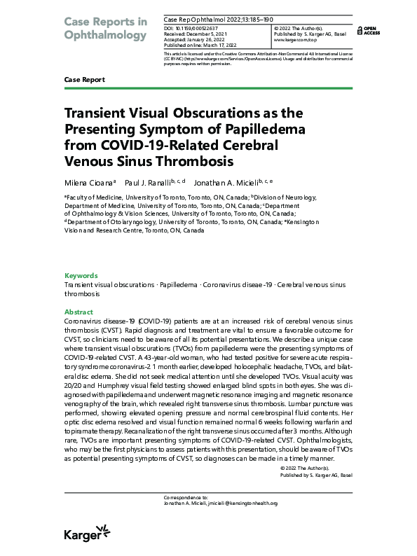 (PDF) Transient Visual Obscurations as the Presenting Symptom of ...
