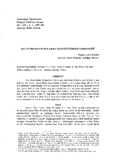(PDF) BATI AFRiKA'DA ORTAYA ÇlKAN TASAVVUFI DiRENiŞ HAREKETLERİ