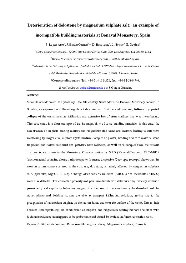 (PDF) Deterioration of dolostone by magnesium sulphate salt: An example ...