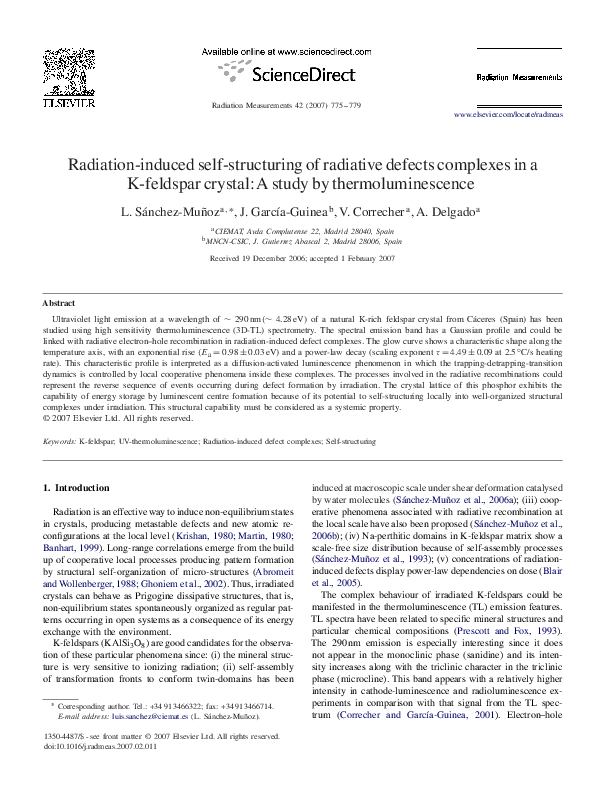 (PDF) Radiation-induced self-structuring of radiative defects complexes ...