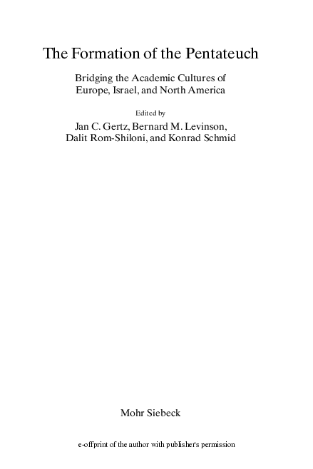 (PDF) The Formation of the Pentateuch