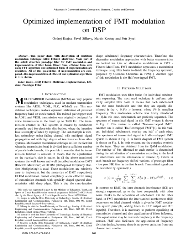 (PDF) Optimized implementation of FMT modulation on DSP