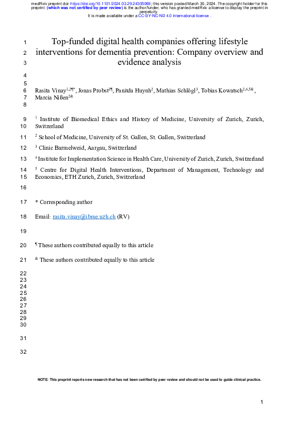 (PDF) Top-funded digital health companies offering lifestyle ...
