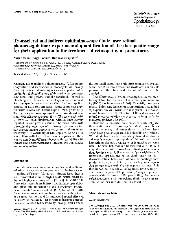 (PDF) Transscleral and indirect ophthalmoscope diode laser retinal ...