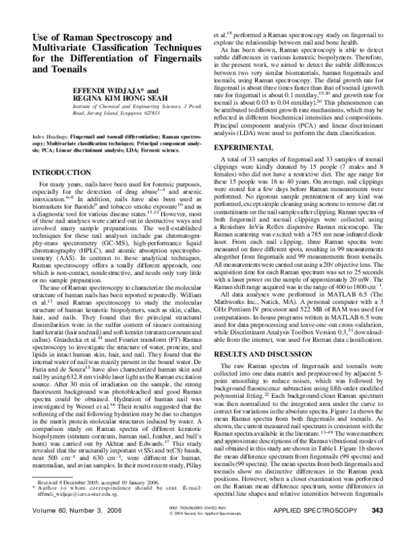 (PDF) Use of Raman Spectroscopy and Multivariate Classification Techniques for the ...