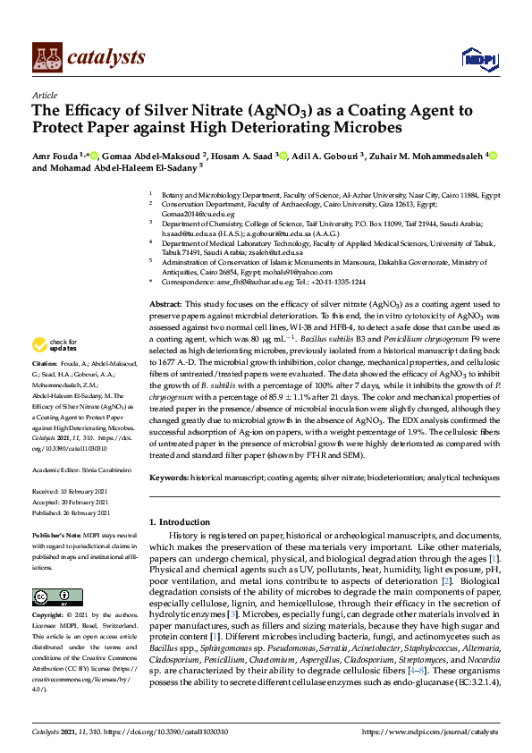 (PDF) The Efficacy of Silver Nitrate (AgNO3) as a Coating Agent to ...